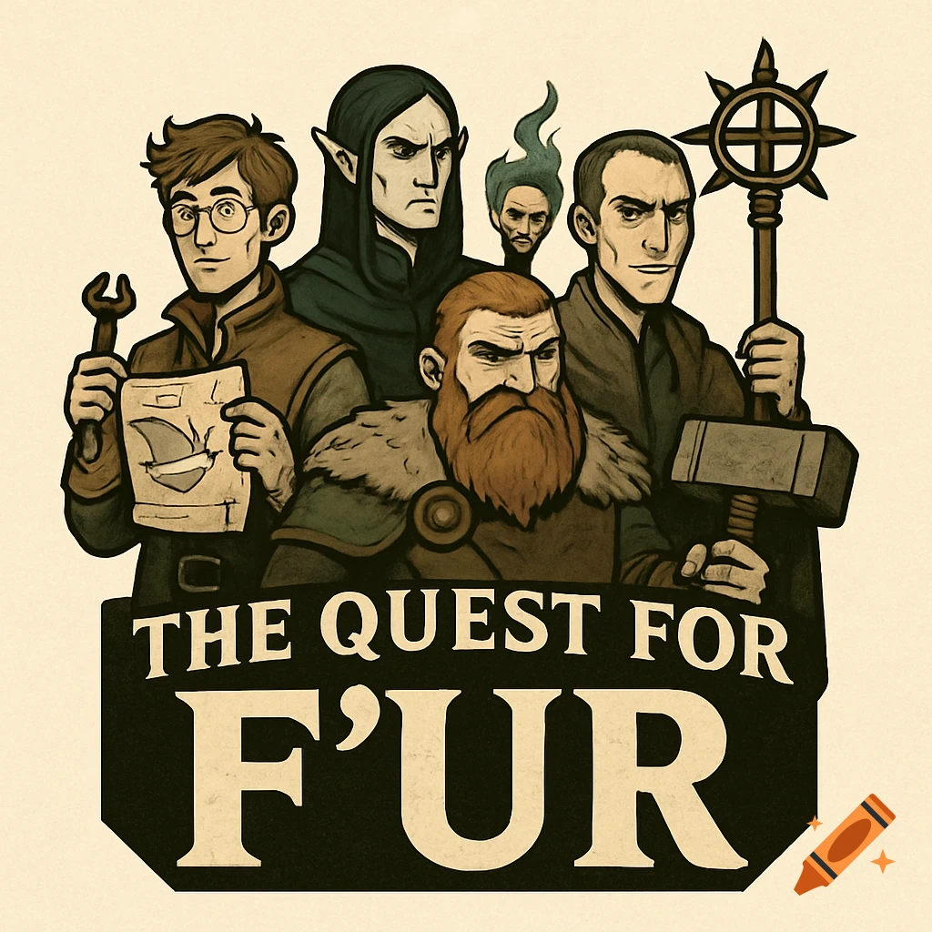 Stylized illustration logo for 'The Quest for F'Ur' D&D campaign ...
