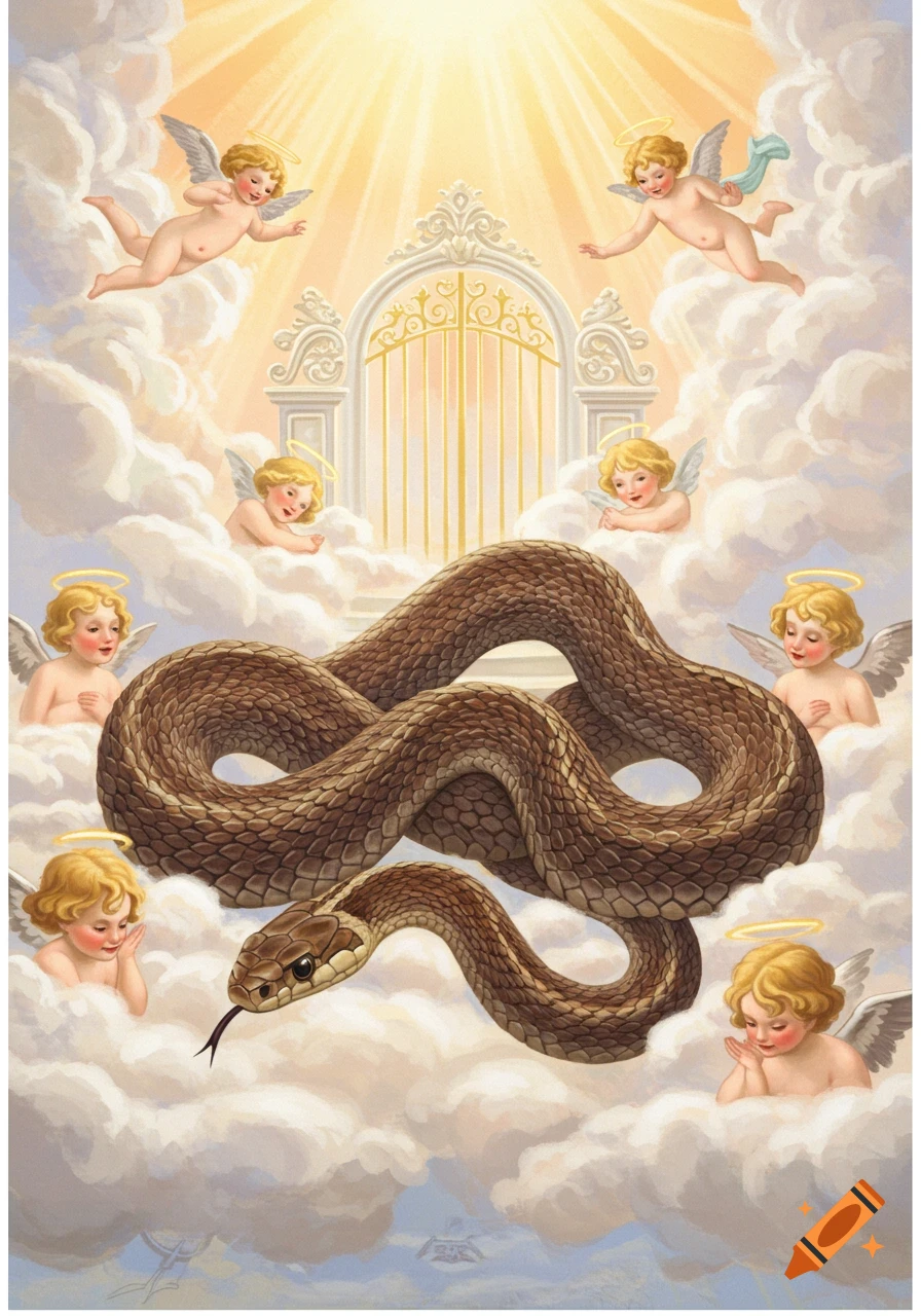 Brown snake in heaven on Craiyon