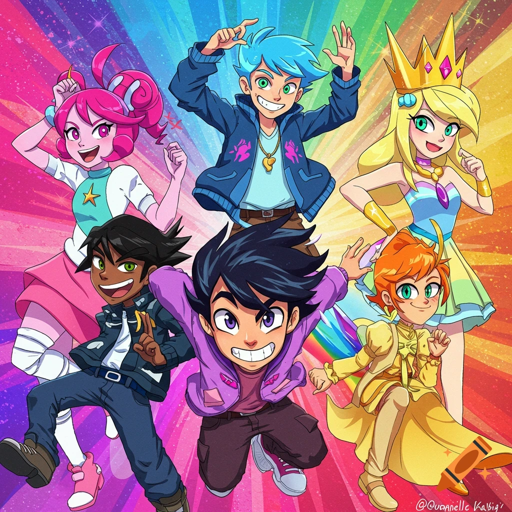 Krew (Funneh, Draco, Luner, Rainbow, and Gold) on Craiyon