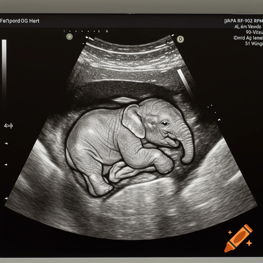 A photo of a baby elephant in an ultrasound image. on Craiyon