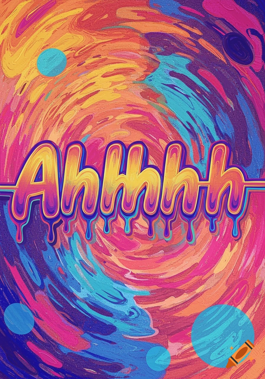 A vibrant psychedelic oil painting poster with swirling colors, a ...