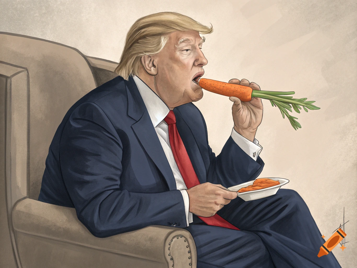 Illustration of Donald Trump sitting in a chair and sipping a smoothie ...
