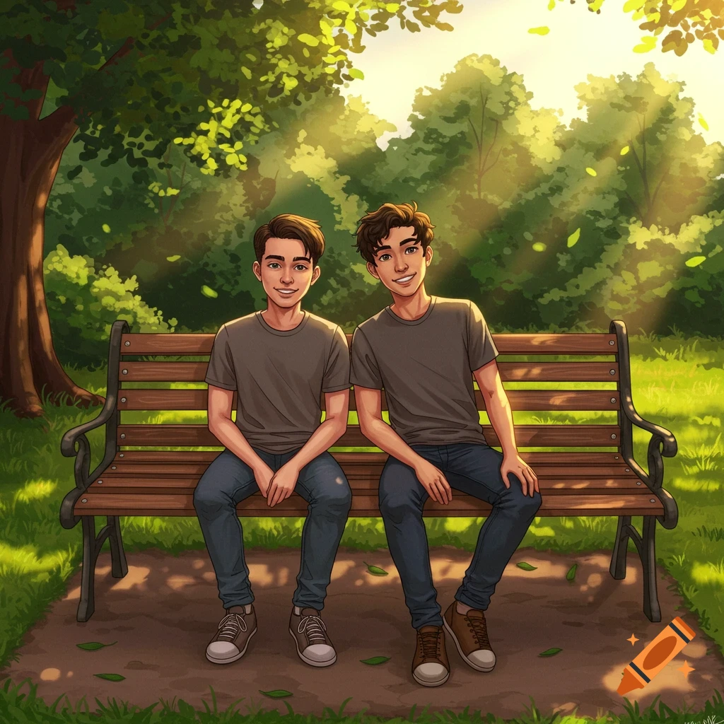 Two people on a bench on Craiyon
