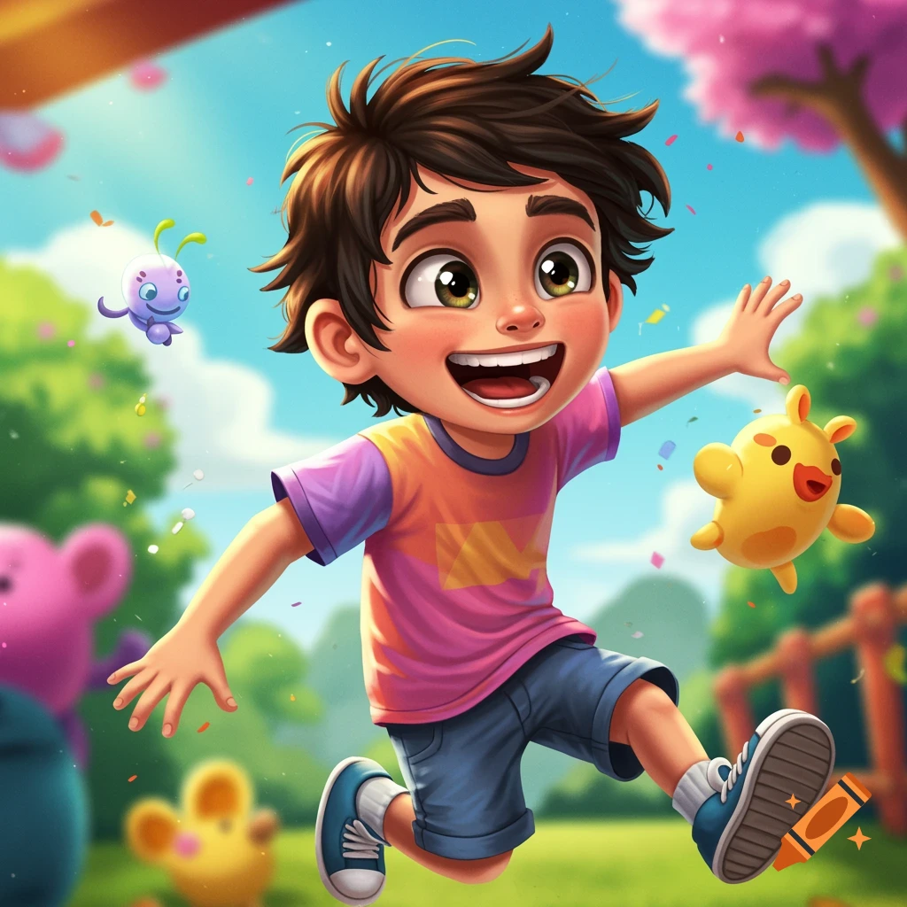 Boy waving hello on Craiyon