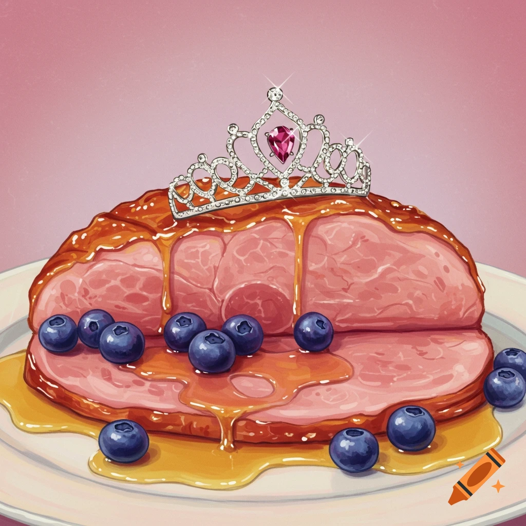 Two illustrated salmon fish heads eat a pile of guacamole from a white ...