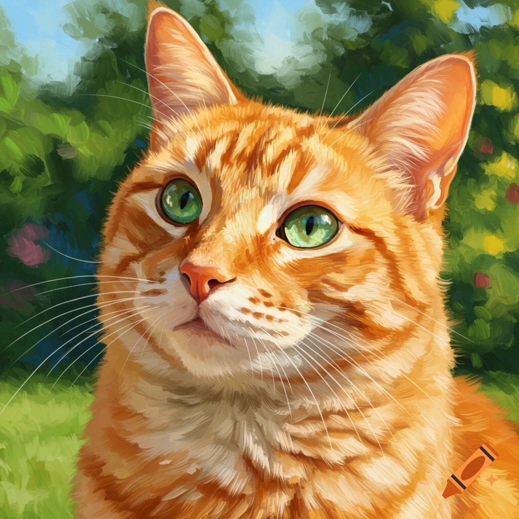 Impressionist cat portrait on Craiyon