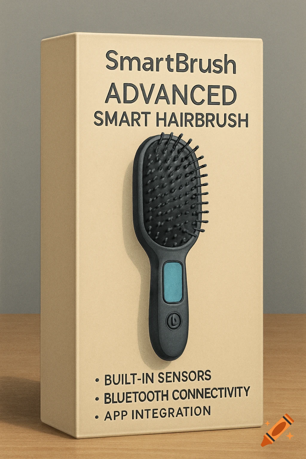 SmartBrush advanced hairbrush packaging on Craiyon