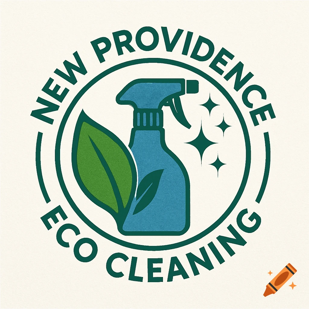 Logo for New Providence eco cleaning with spray bottle, leaf, and ...