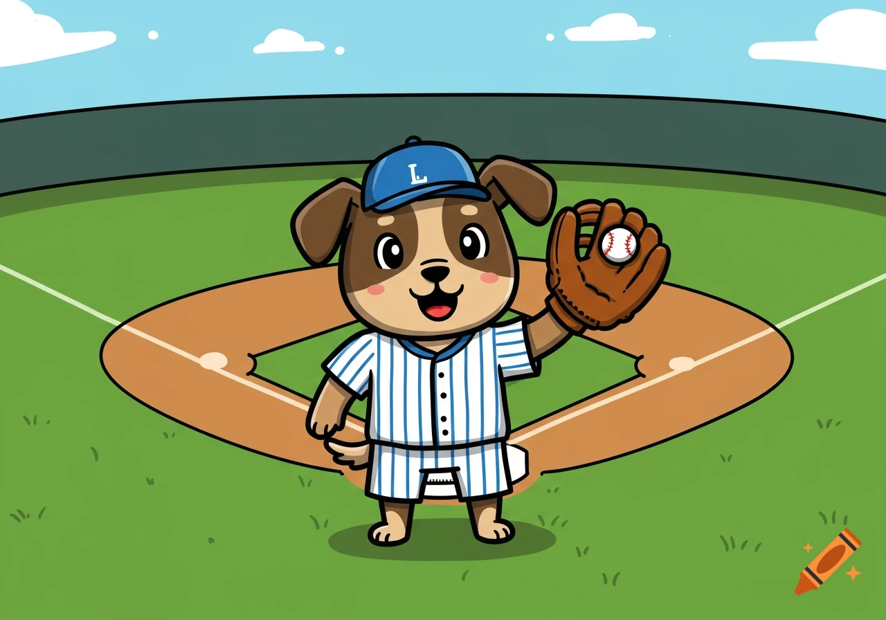 A cute tabby cat in a red and white baseball uniform with a glove ...