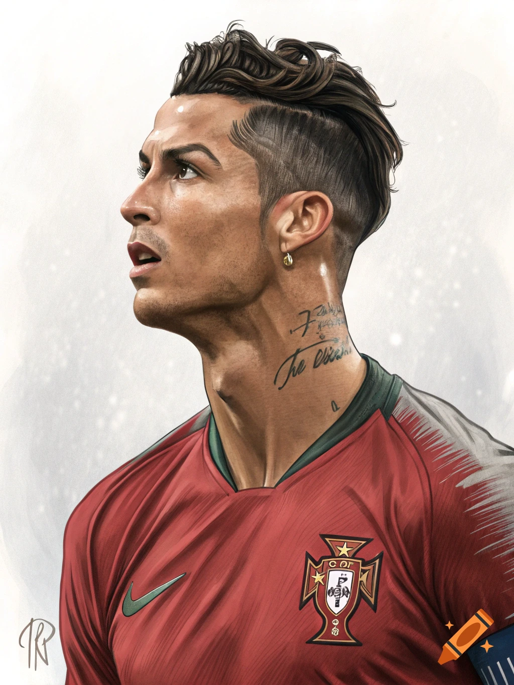 Illustration of Cristiano Ronaldo in a red Portugal jersey, looking ...