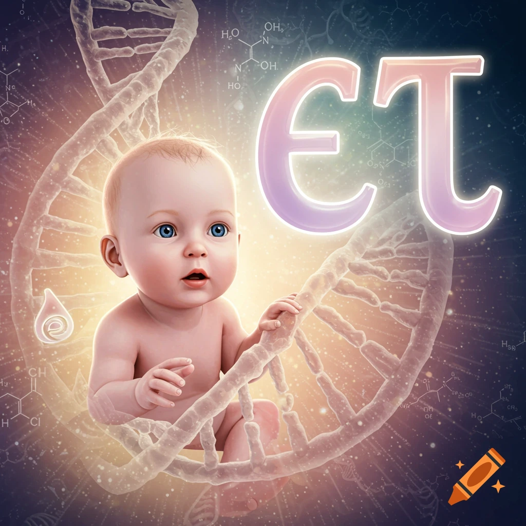 Illustration of a seated young boy looking at a glowing fetus figure ...