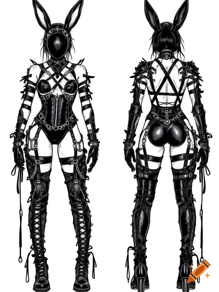 Gothic bunny girl outfit fashion design sketch on Craiyon