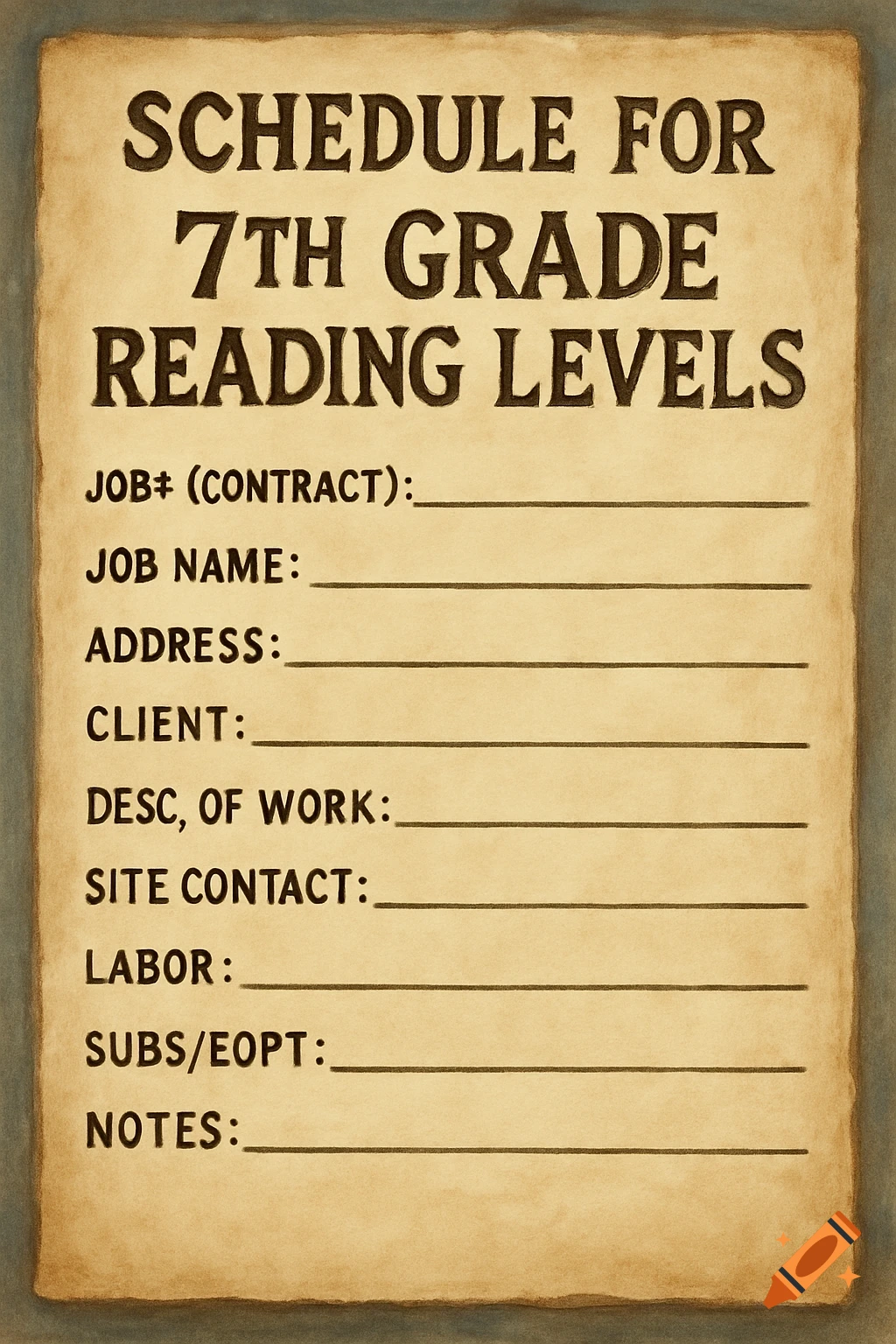 7th grade reading level schedule template on Craiyon