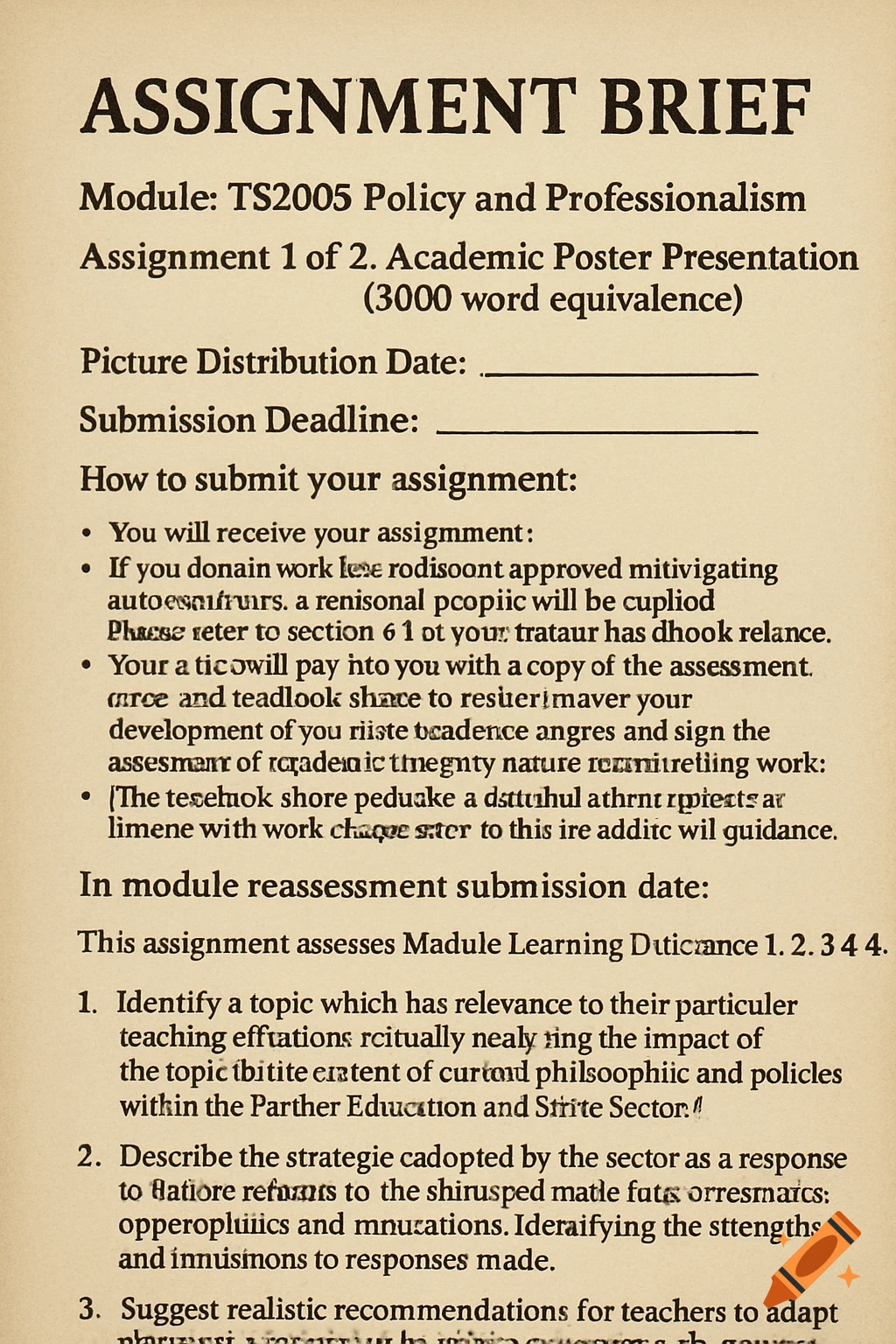 Academic poster presentation assignment brief. on Craiyon
