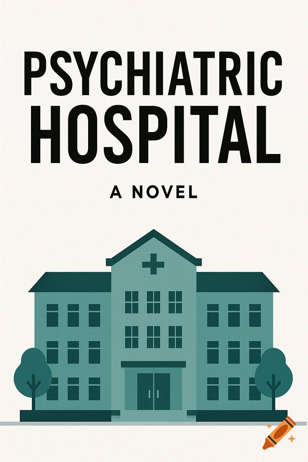 Novel cover with psychiatric hospital graphic on white background on ...