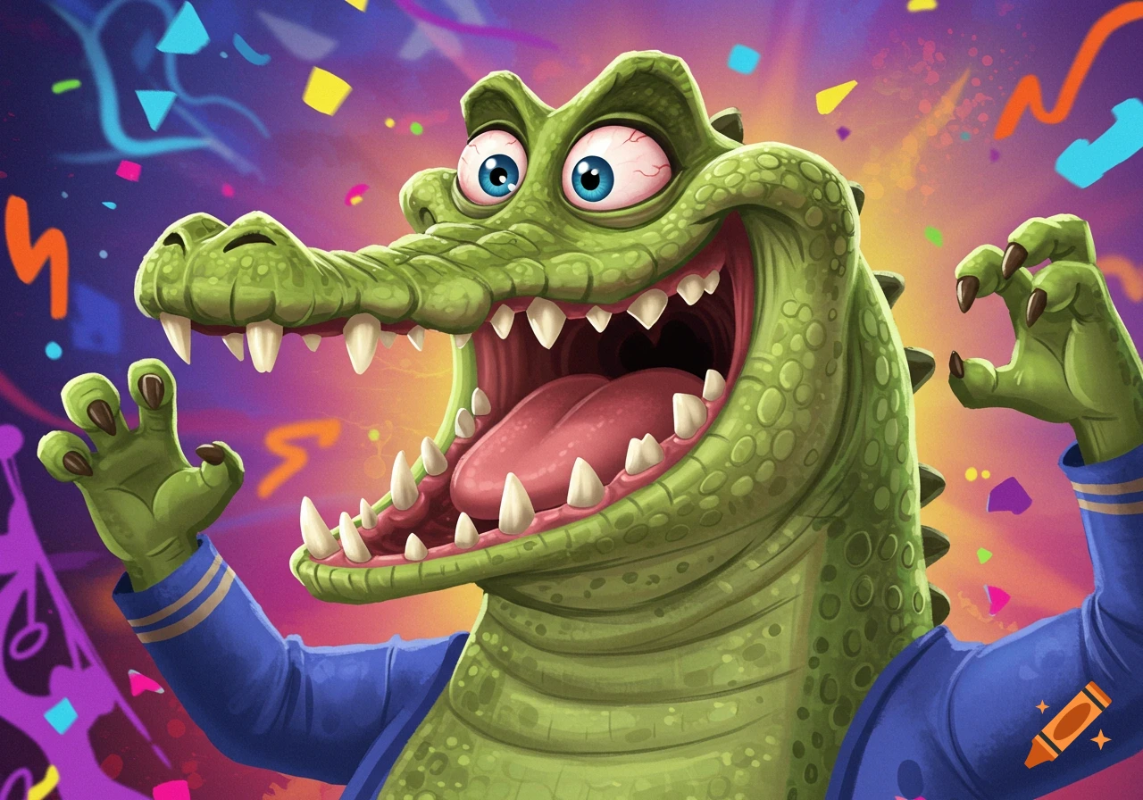 Crocodile monster character tweaking out, Monsters University style on ...