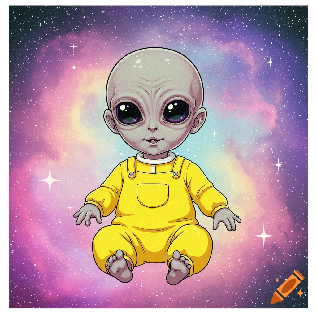 Alien baby from Romulus in a romper suit on Craiyon