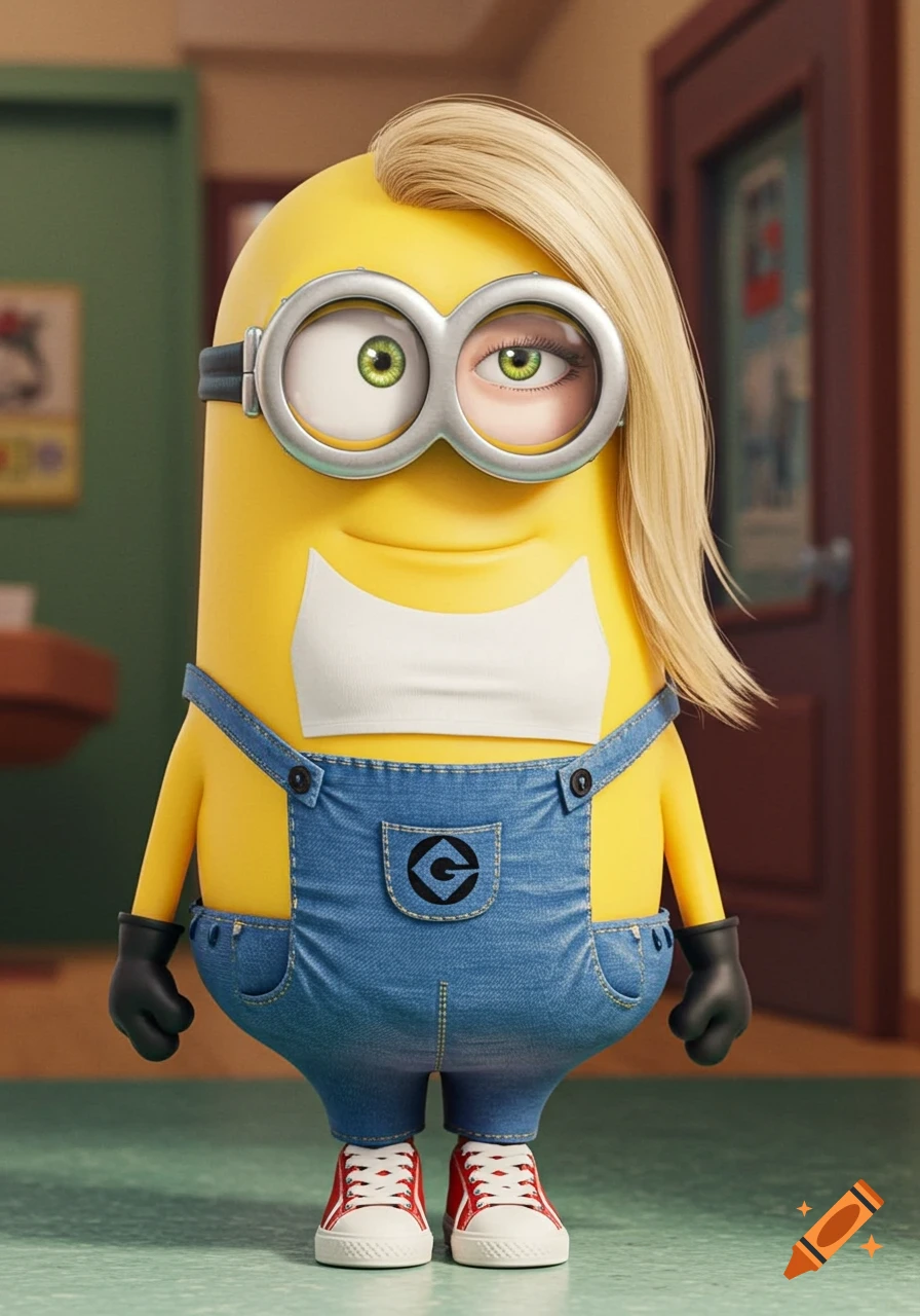 A 3D render of a Minion character sitting in a banana hammock and ...