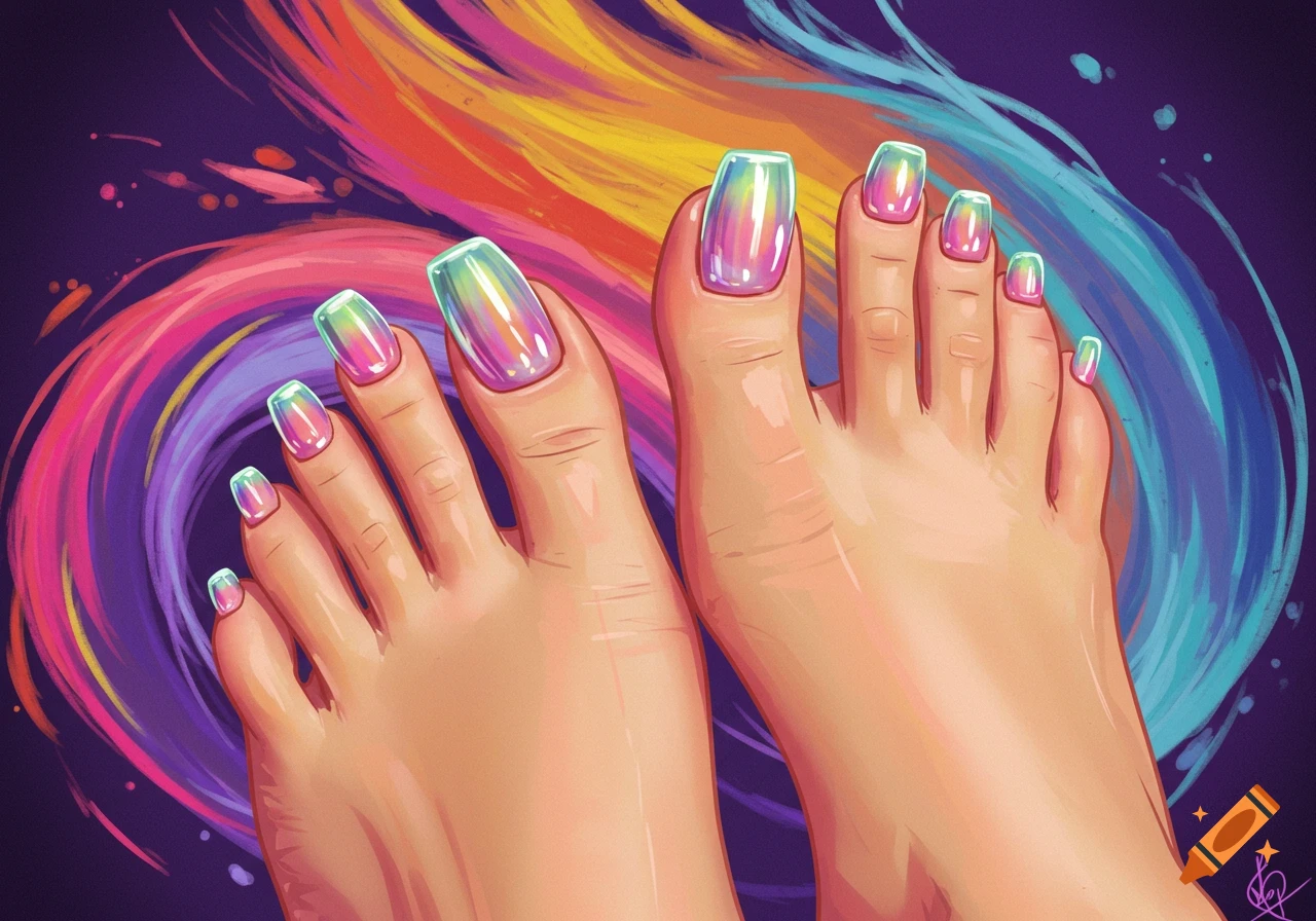 A hand with long French tip nails. on Craiyon