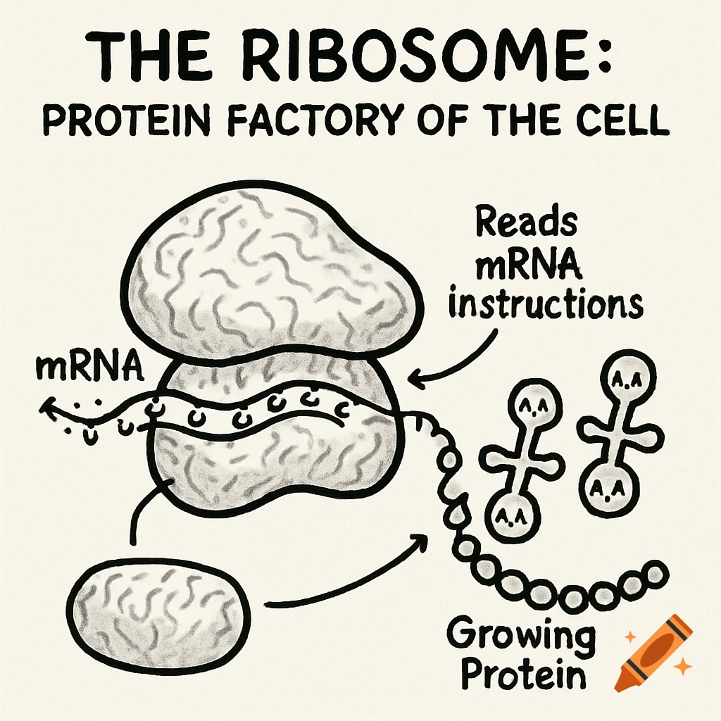 Stylized icon of a protein structure within a blue circle with text ...