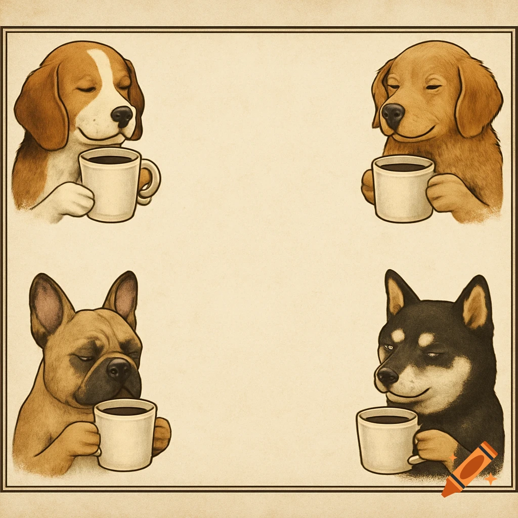 Illustration of a brown and white dog sleeping curled up in a nest ...