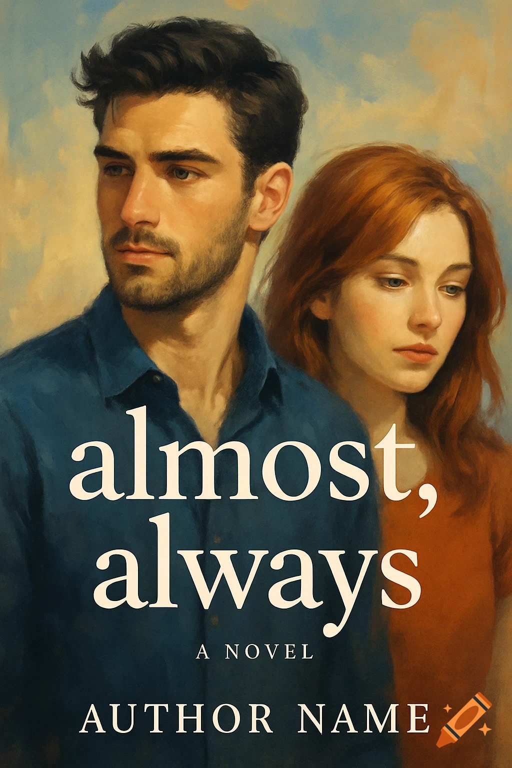 Dramatic painted portrait of a man and woman glaring at each other ...