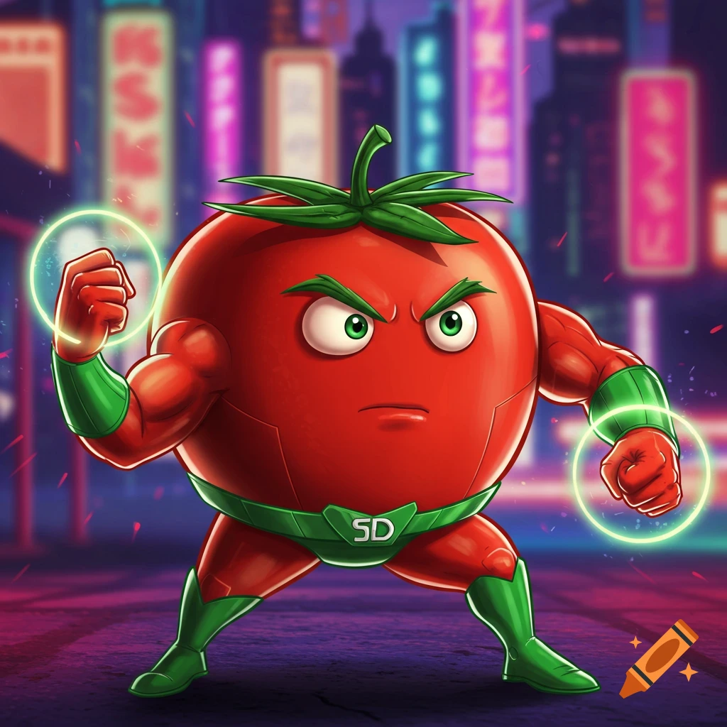 Tomato superhero on Craiyon