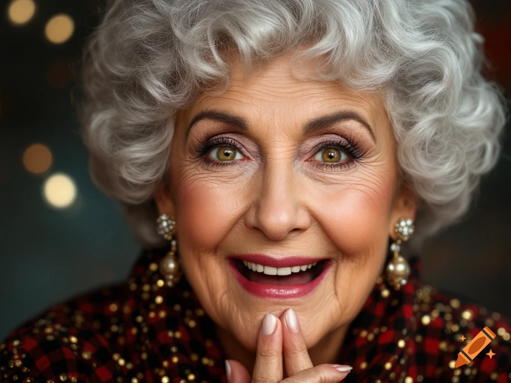 Photorealistic close-up portrait of an older woman resembling Bea ...