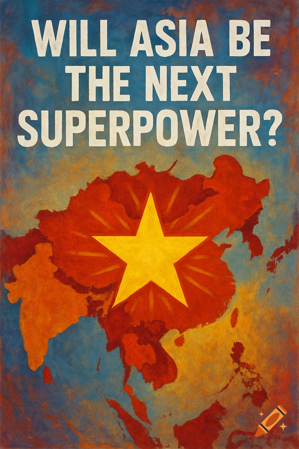 Political poster with a map of Asia and a large star, asking 'Will Asia ...
