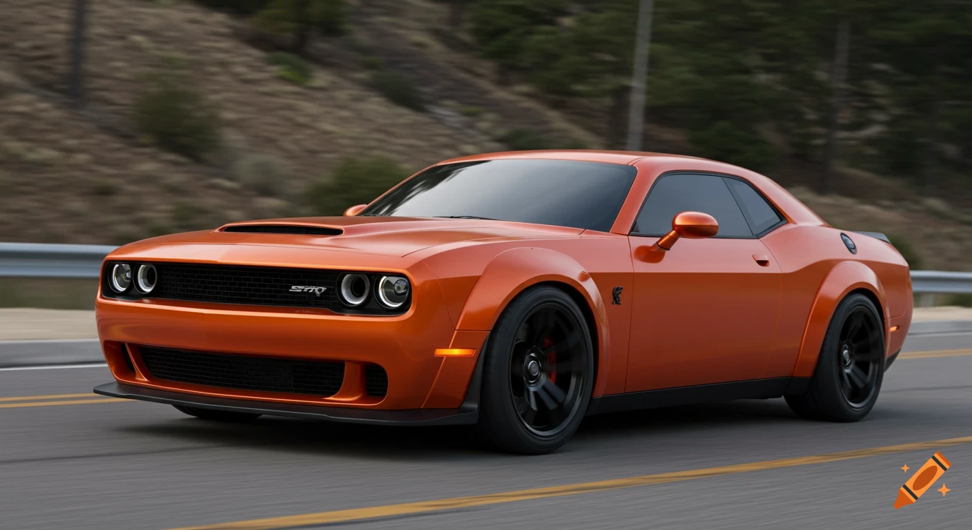 2023 Dodge Challenger Trans Am with wide body, orange satin finish, and ...