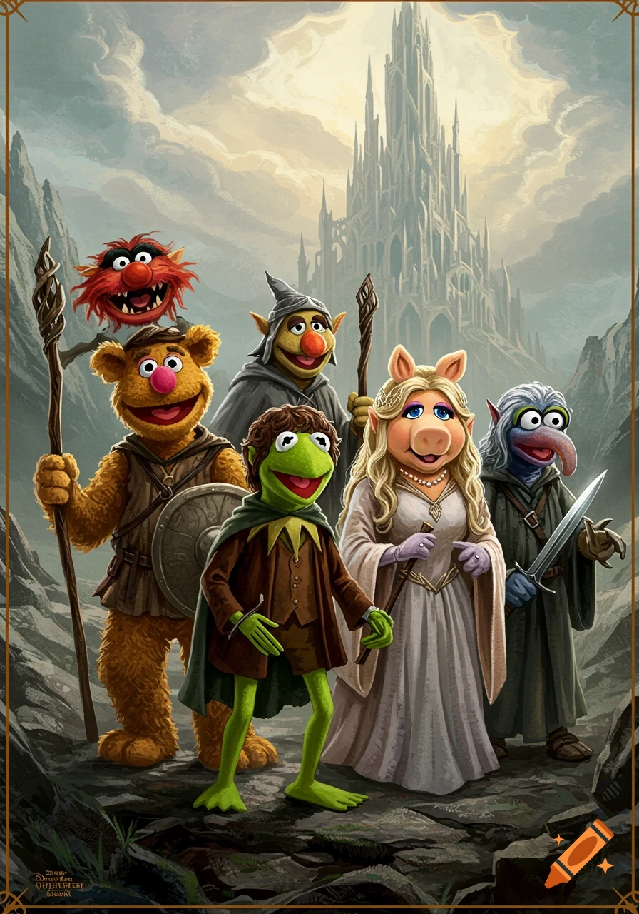 Muppet-like rock band performs on stage for a cheering crowd. on Craiyon