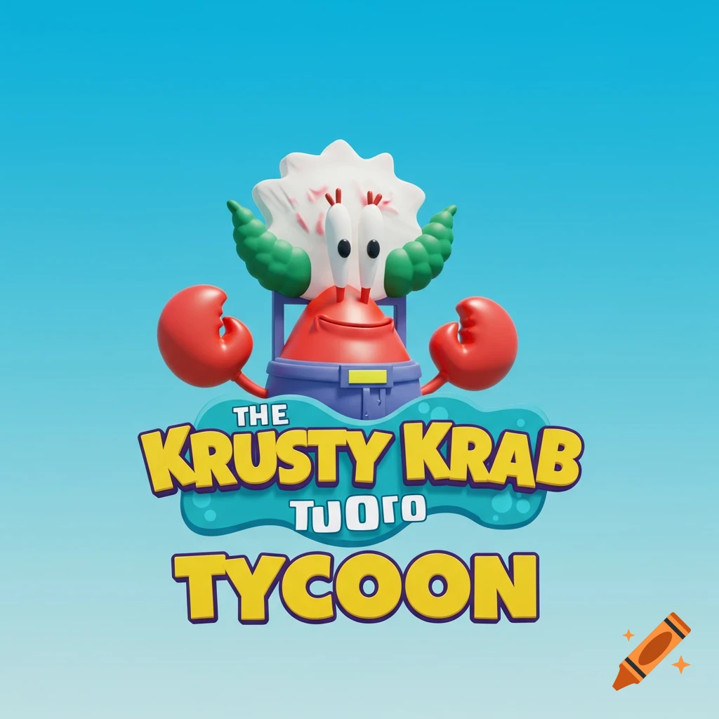 Roblox GFX logo for The Krusty Krab Tycoon on Craiyon