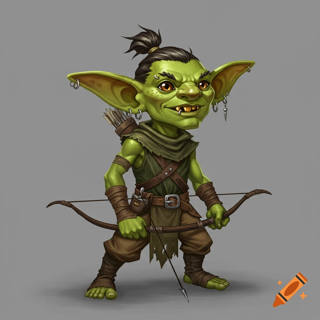 Goblin rogue with bow and arrow on Craiyon