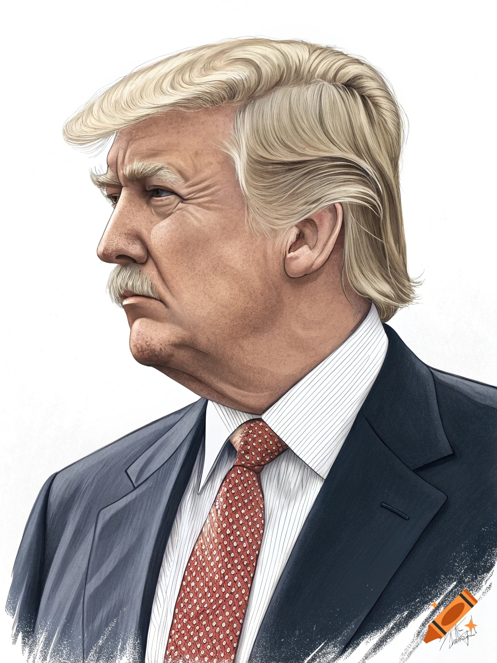 Portrait of Donald Trump wearing a traditional red and white checkered ...