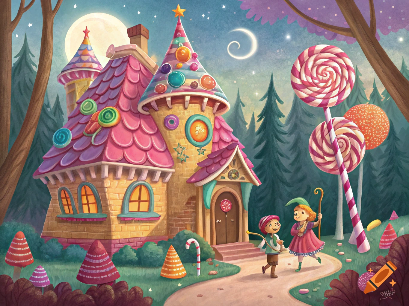 Illustration of children in animal costumes drawing and playing in a ...