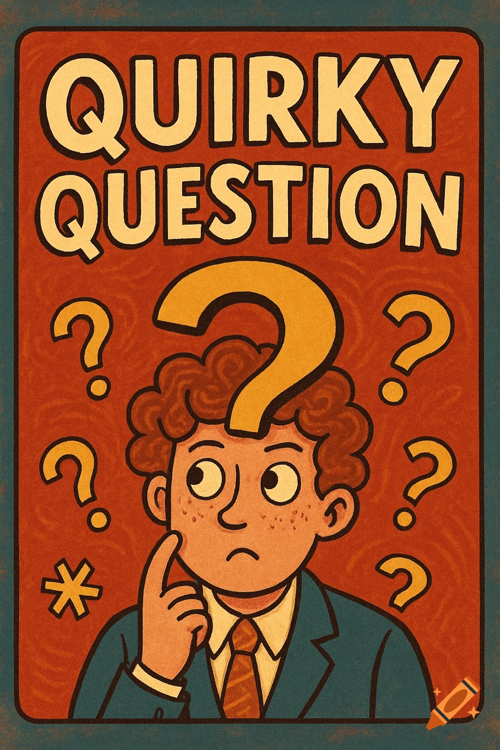 A cartoon illustration of a man thinking with question marks and the ...