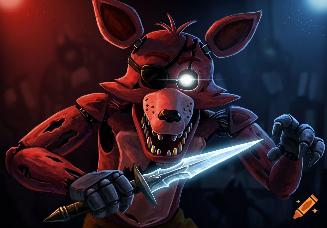 Foxy the pirate fox/Batman fusion with dagger of light on Craiyon