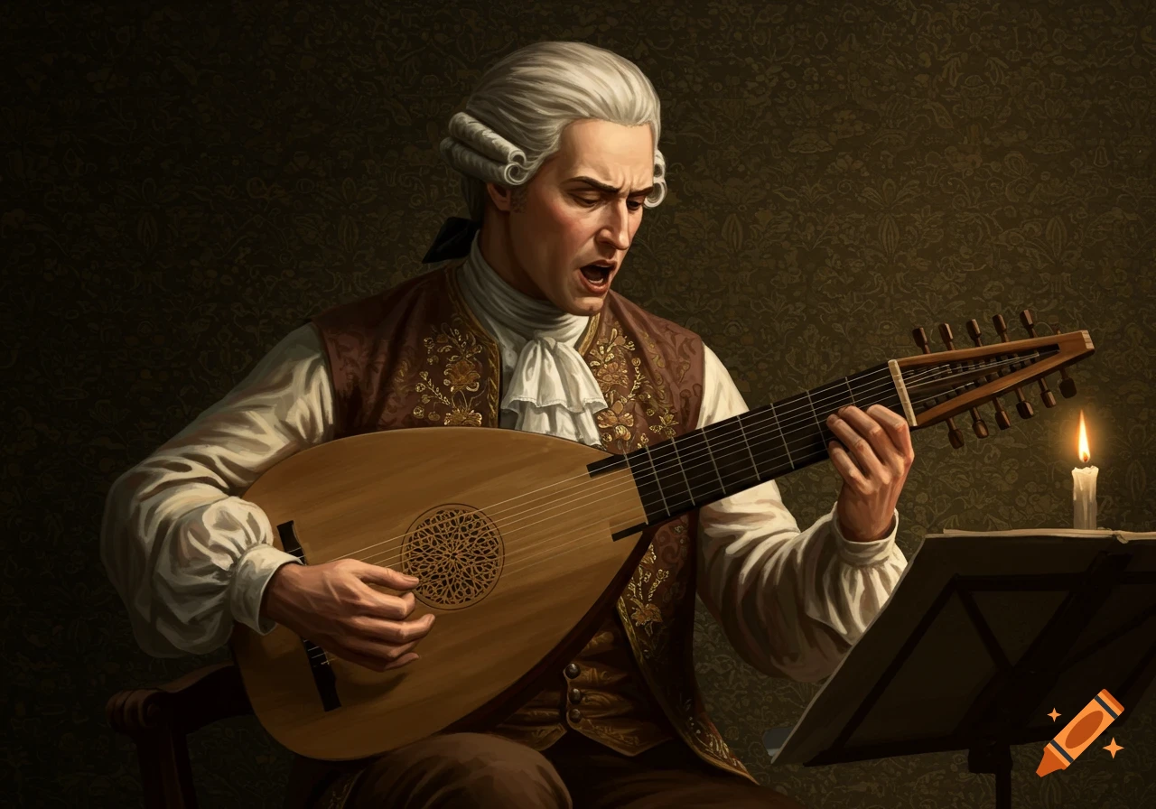 18th century lute player on Craiyon