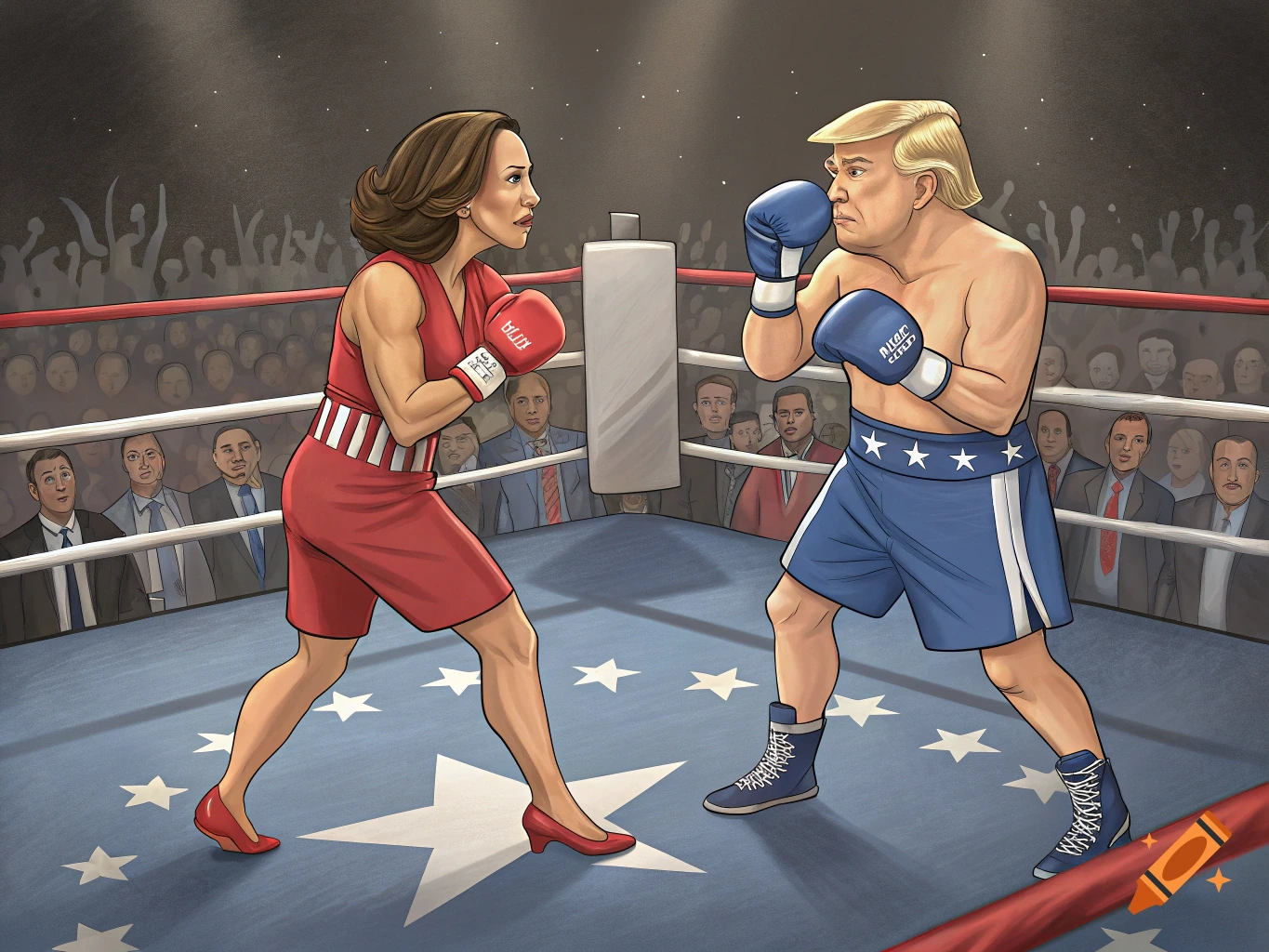 Illustration of Muhammad Ali facing the Pope in a boxing ring, both in ...