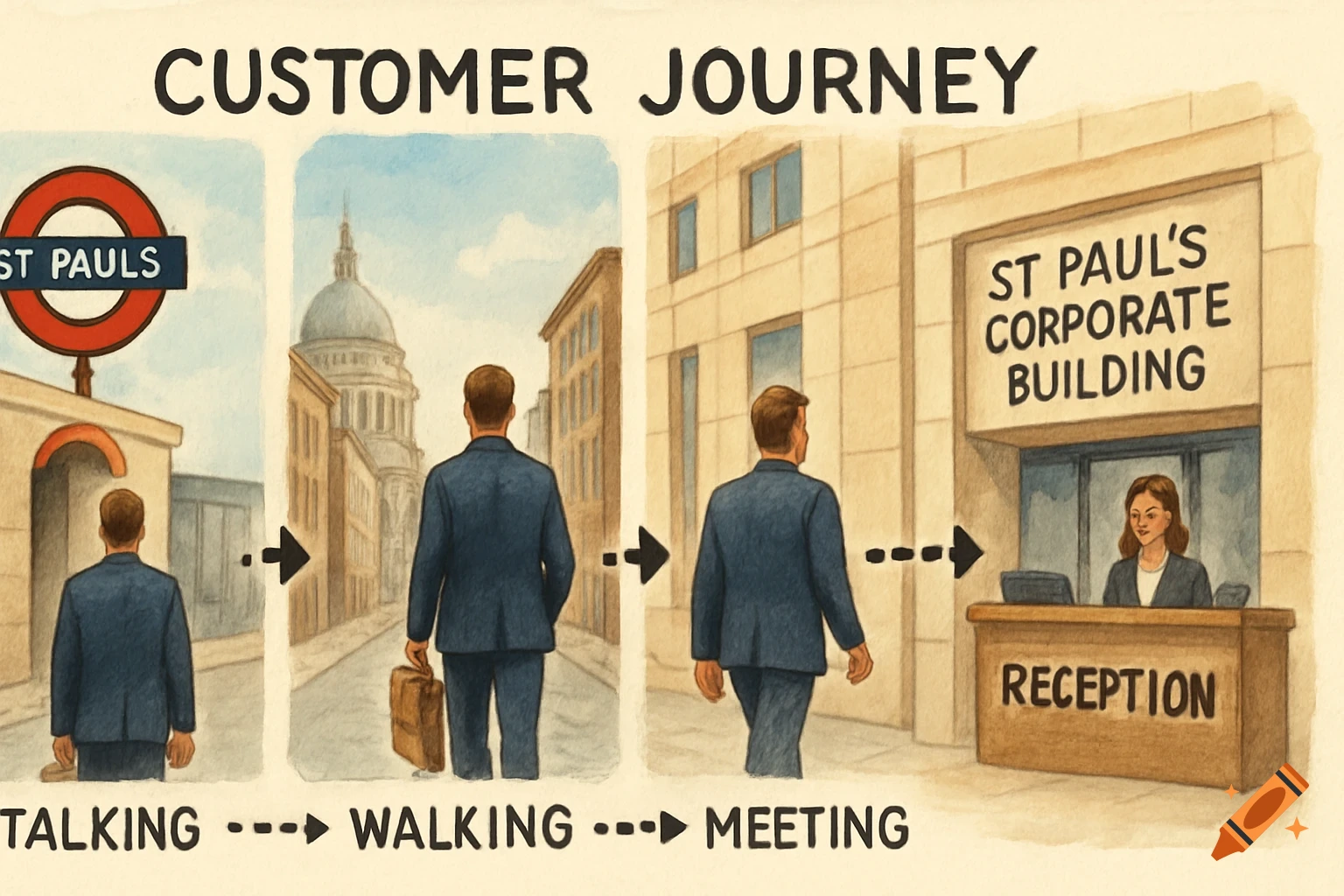 Customer journey map from St. Paul's tube to corporate building ...