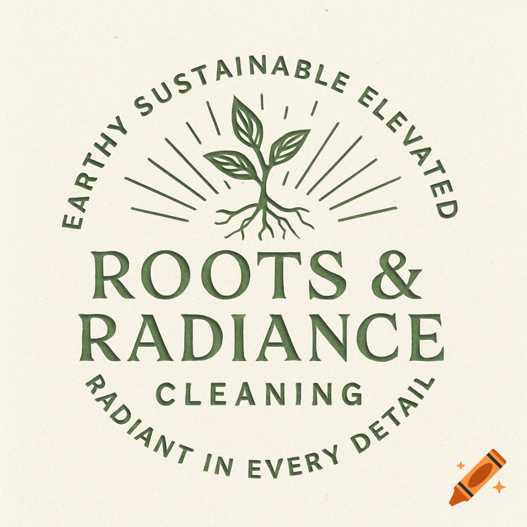 Roots & Radiance cleaning business logo on Craiyon