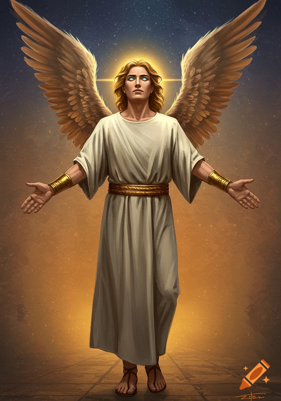 Gabriel with topaz body, lightning face, and flaming eyes on Craiyon