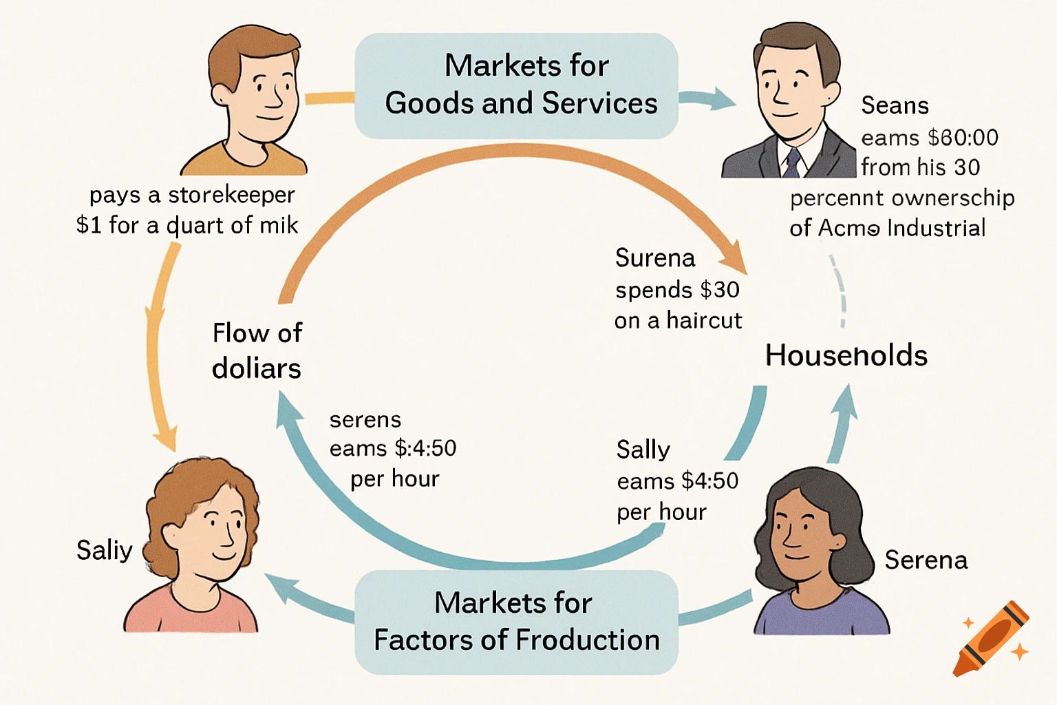 Circular-flow diagram example on Craiyon