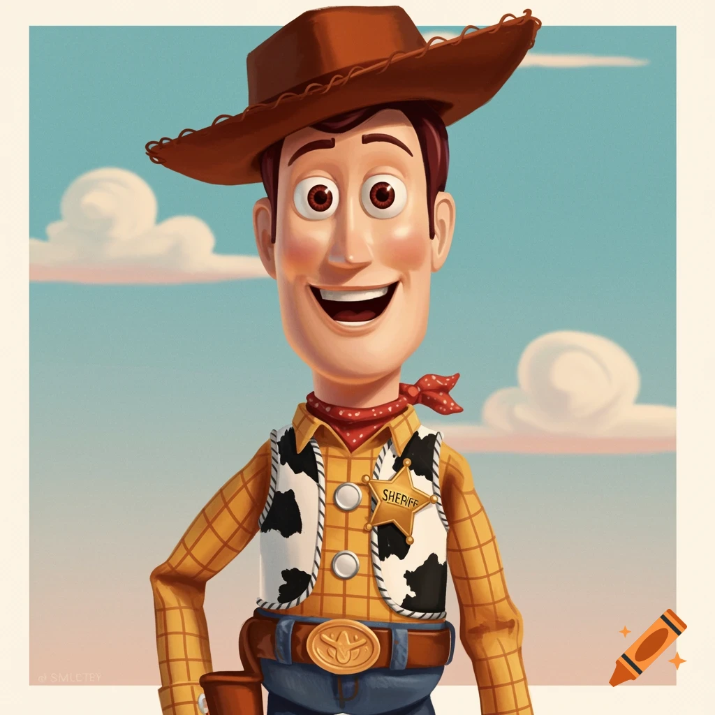 Illustration of Woody from Toy Story smiling in his cowboy outfit ...