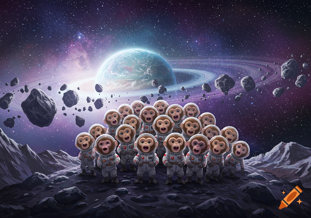 Universe Galaxy Planets Astronaut Walking