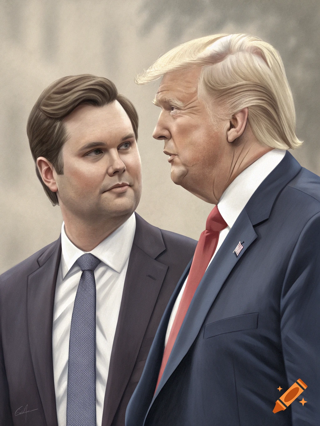 Illustration of Donald Trump and J.D. Vance looking at each other on ...