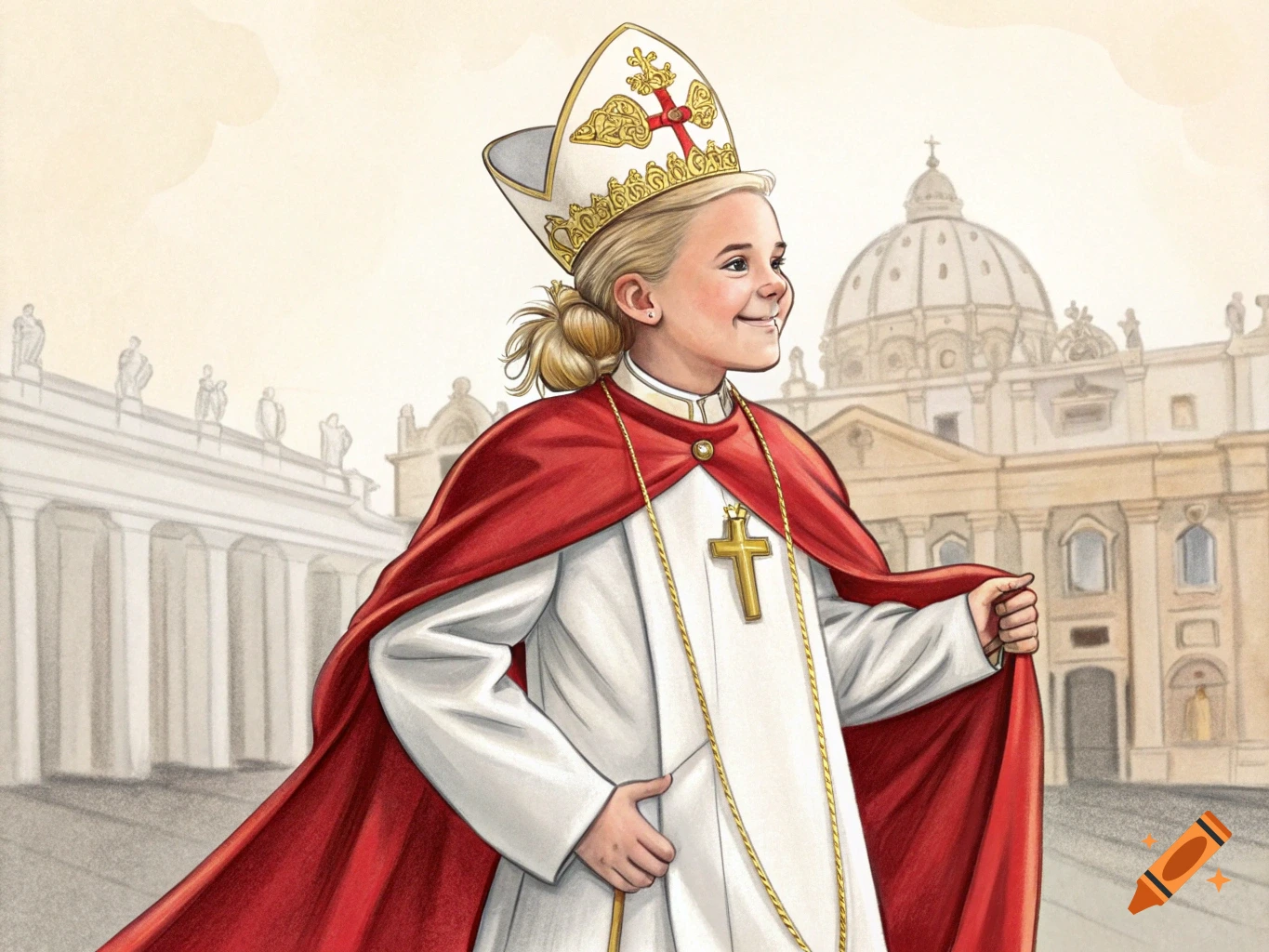 A religious leader in red robes speaks to a massive crowd gathered in a ...