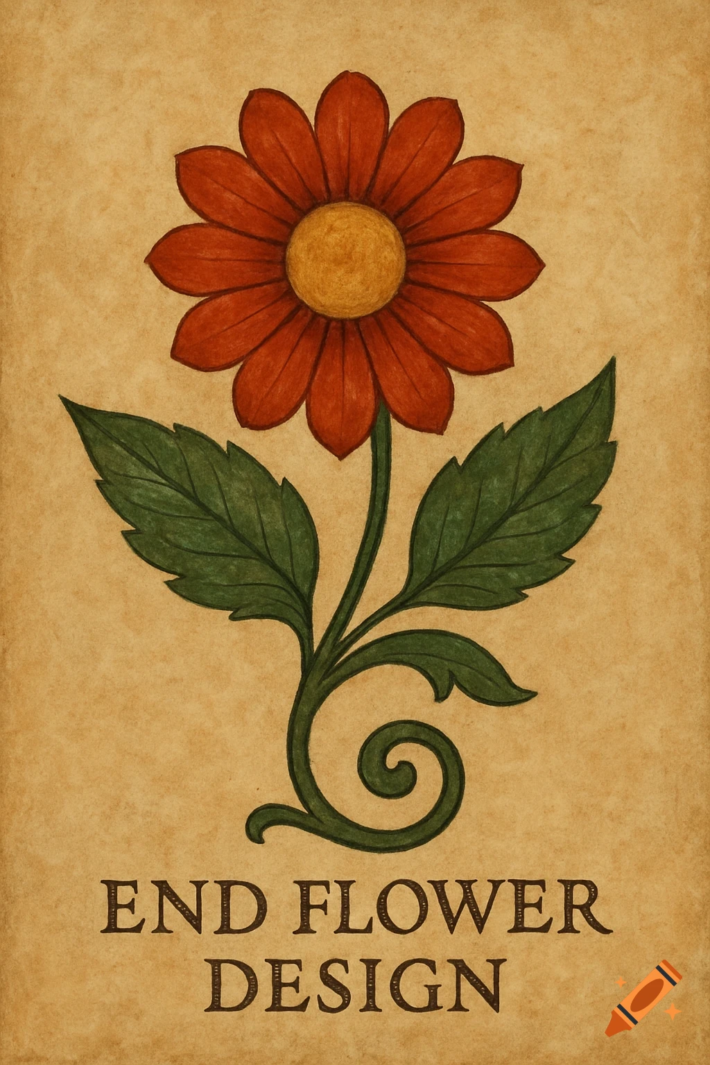 Stylized design on aged parchment with dark frame, featuring text ...