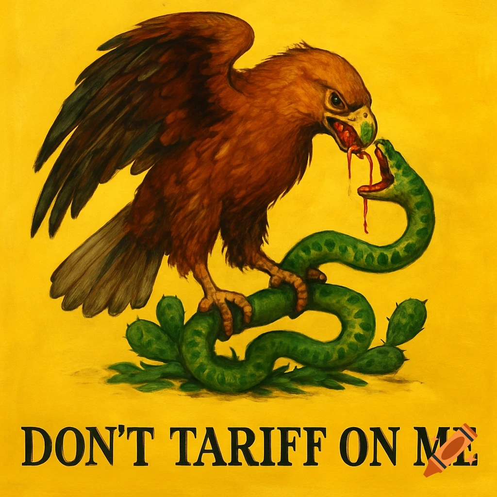 An eagle eating a snake on a plant with text 'DON'T TARIFF ON ME' below ...