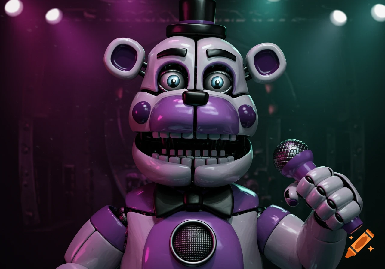 Funtime Foxy animatronic from FNAF raising a hand on a stage on Craiyon